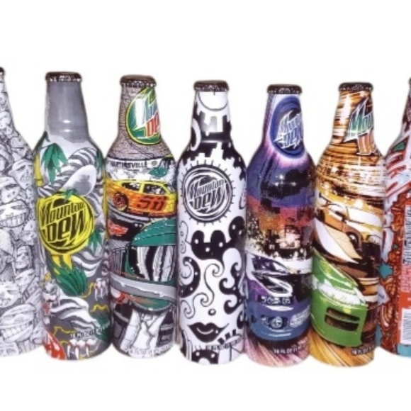 Mt. Dew | Art | Mountain Dew Green Label Art Aluminum Collector Bottles ...
